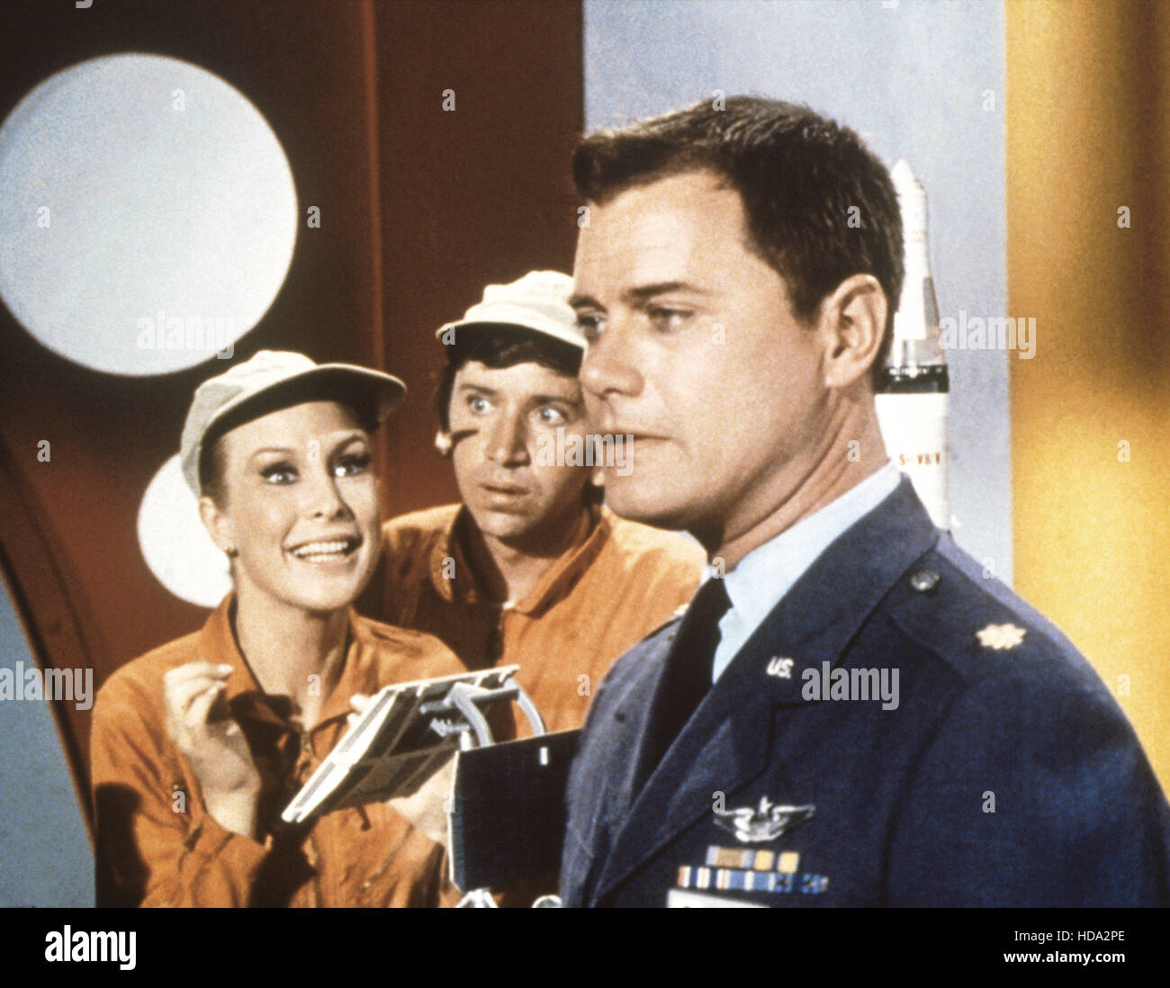 I DREAM OF JEANNIE, (from left): Barbara Eden, Bob Denver, Larry Hagman ...