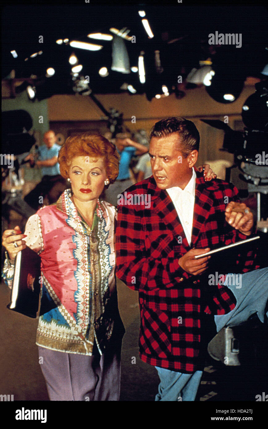 I Love Lucy Lucille Ball Desi Arnaz Candid On The Set Discussing A Scene Before Filming