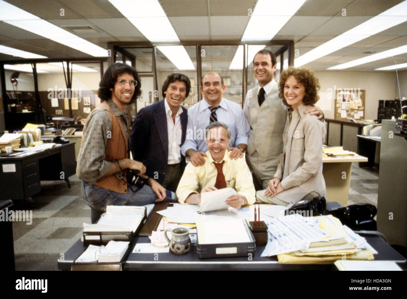 LOU GRANT, (back): Daryl Anderson, Robert Walden, Ed Asner, Jack Bannon ...