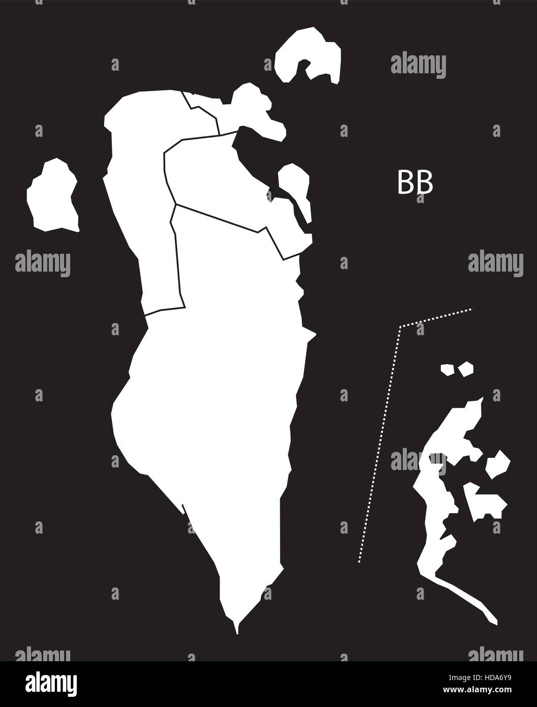 Bahrain governorates Map black and white illustration Stock Vector ...