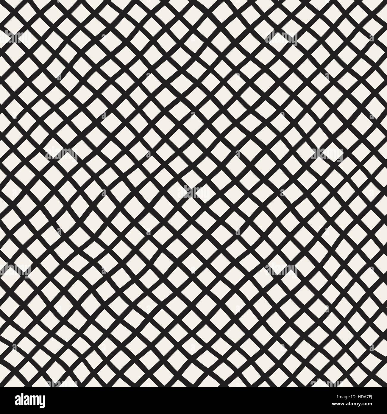 Hand Drawn Line Lattice. Vector Seamless Black and White Pattern Stock ...