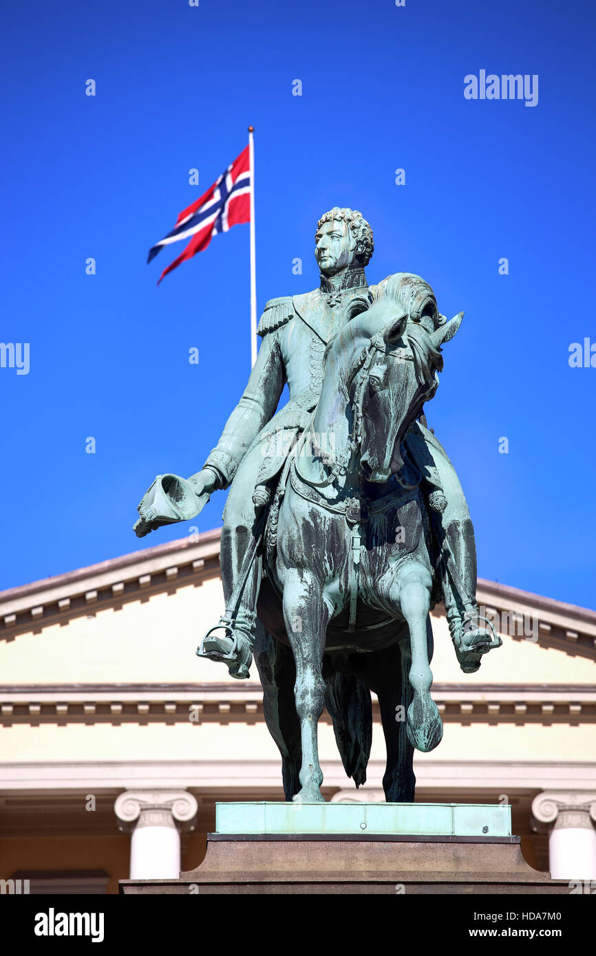 Statue of Norwegian King Karl Johan XIV in Oslo, Norway Stock Photo - Alamy