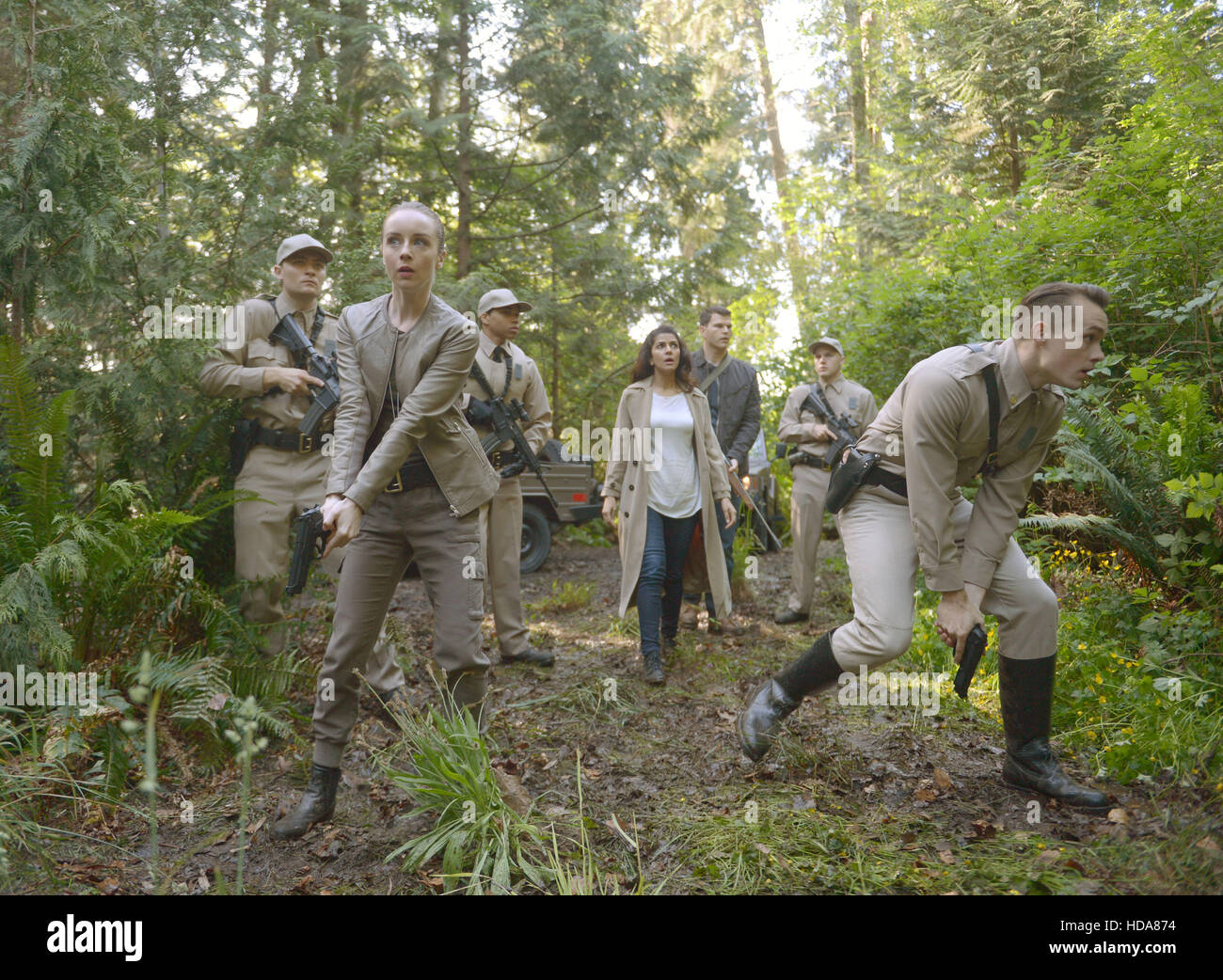 WAYWARD PINES, l-r: Kacey Rohl, Josh Helman, Tom Stevens in 'Pass ...