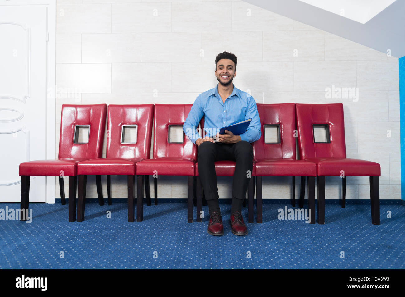 Happy Smiling Candidate Wait For Job Interview, Latin Business Man ...