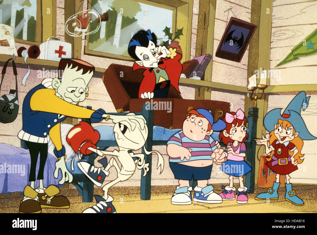 THE COMIC STRIP, (from left): Franky, Mummo, Dracky, Sherman, Melissa, Jinx, 'The Mini-Monsters ...