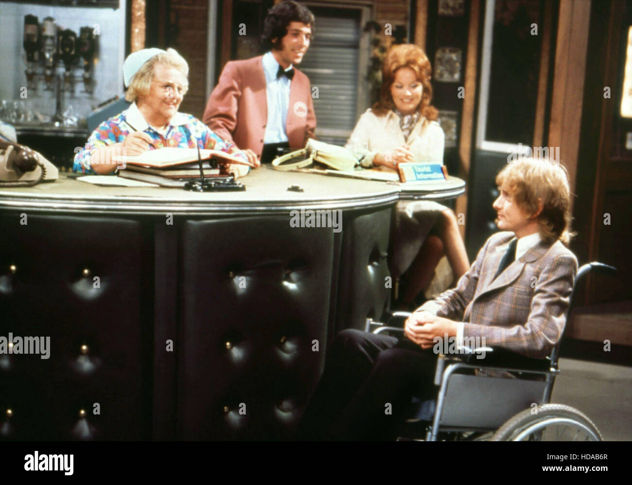 CROSSROADS, Ann George (left), David Fennell (2nd to left), Roger Tonge ...