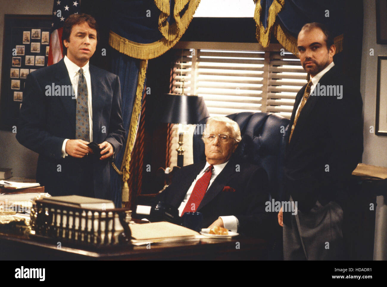 HEARTS AFIRE, from left: John Ritter, George Gaynes, Billy Bob Thornton ...