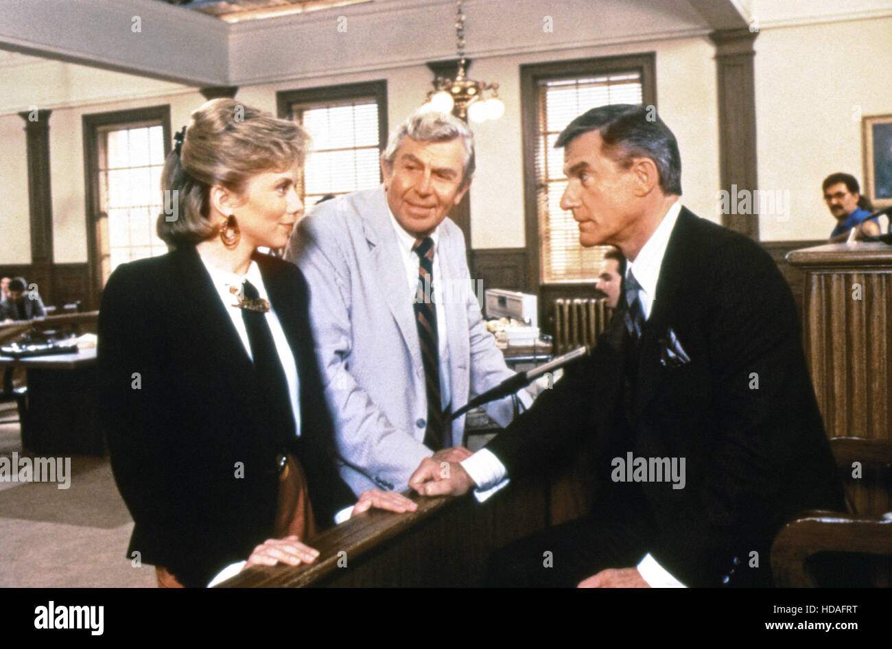 MATLOCK, (from left): Linda Purl, Andy Griffith, Roddy McDowall, 'The ...