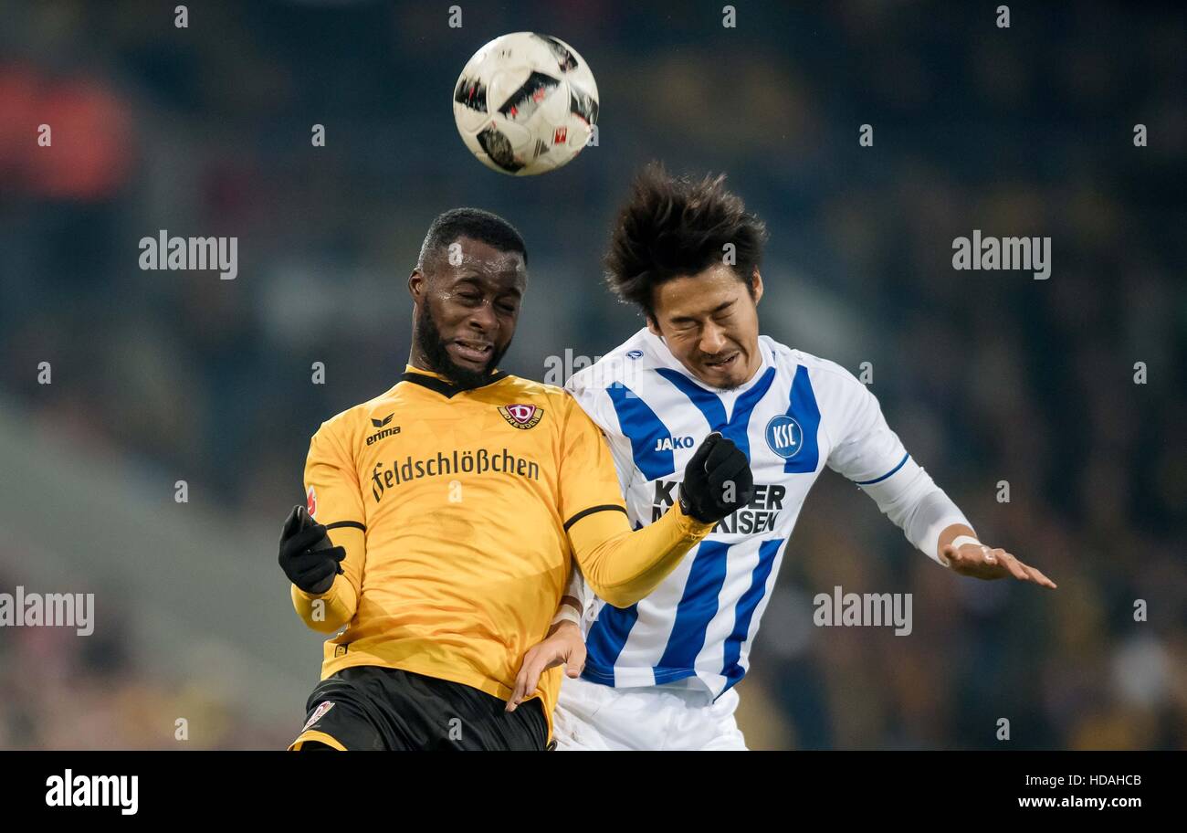 Dresden's Erich Berko (L) in action againist Karlsruhe's Hiroki Yamada ...