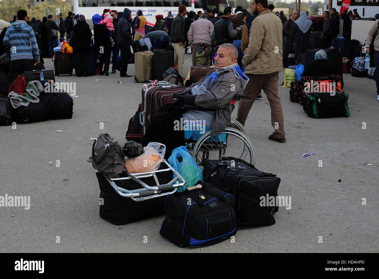 Gaza, Gaza Strip. 10th Dec, 2016. A Palestinian waits for a travel ...
