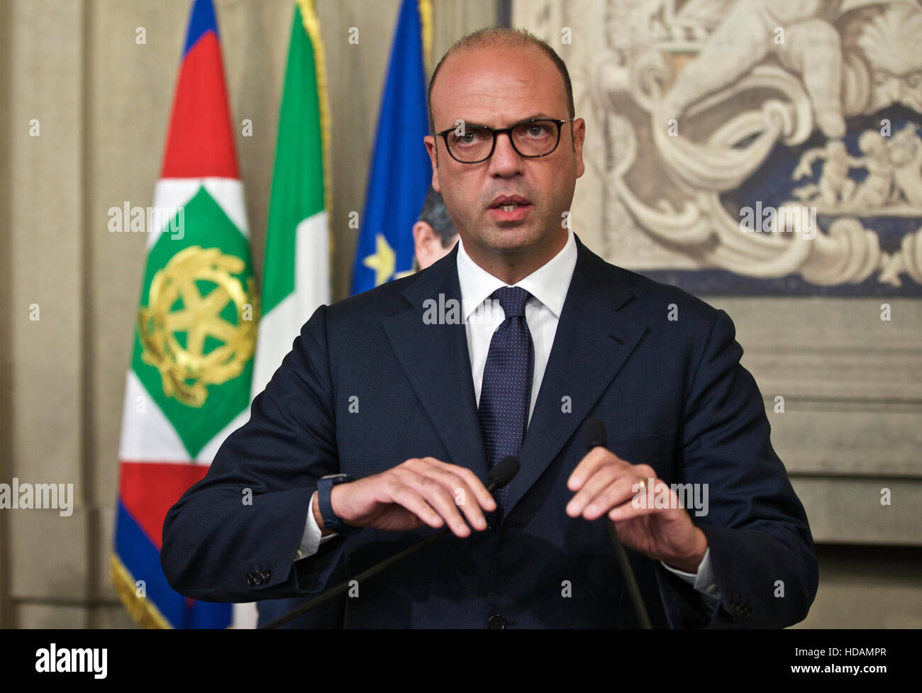 Rome, Italy. 10th Dec, 2016. Angelino Alfano, leader of Italy's New ...