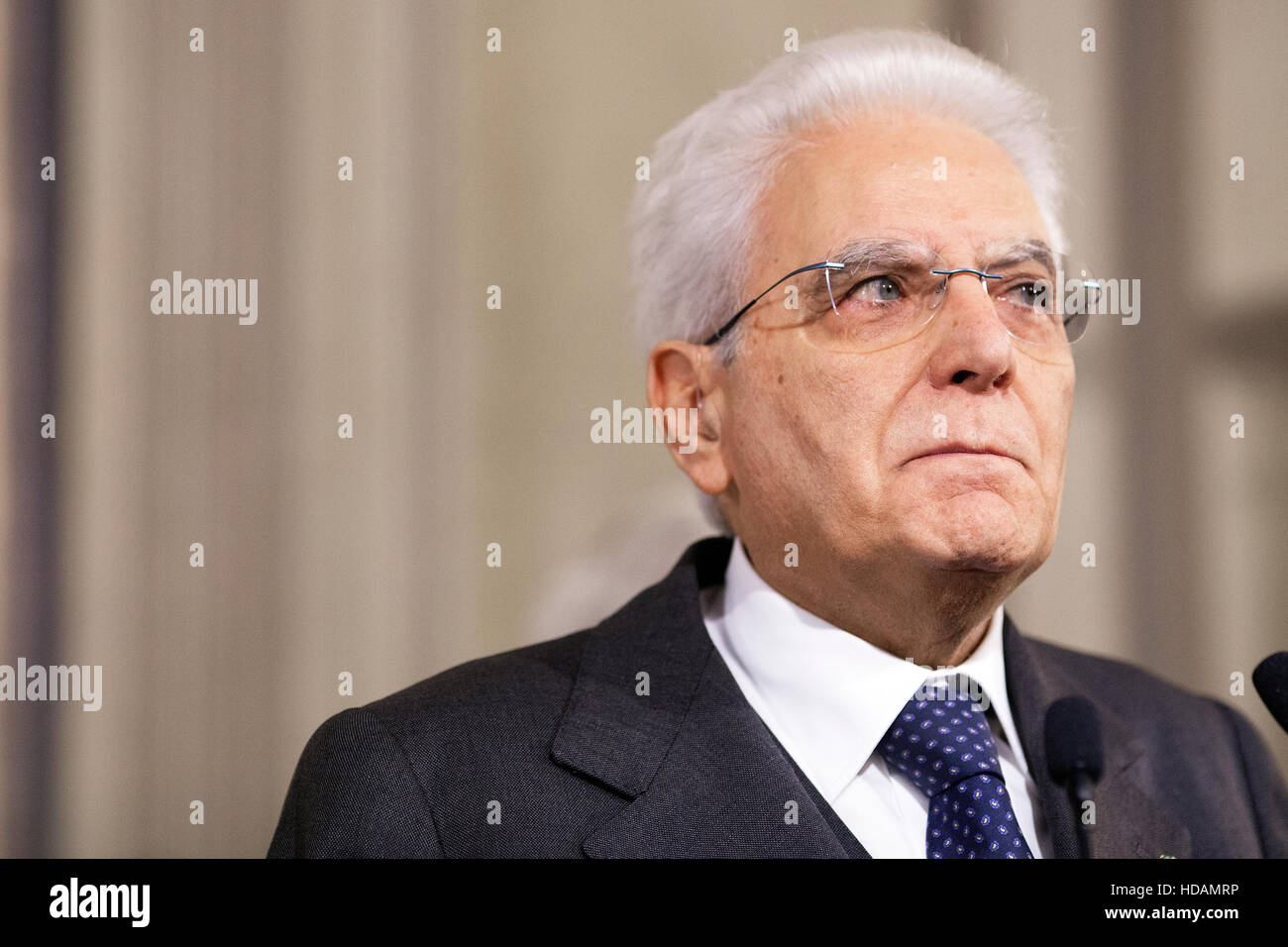 Rome, Italy. 10 December 2016. Sergio Mattarella, Italy's president ...