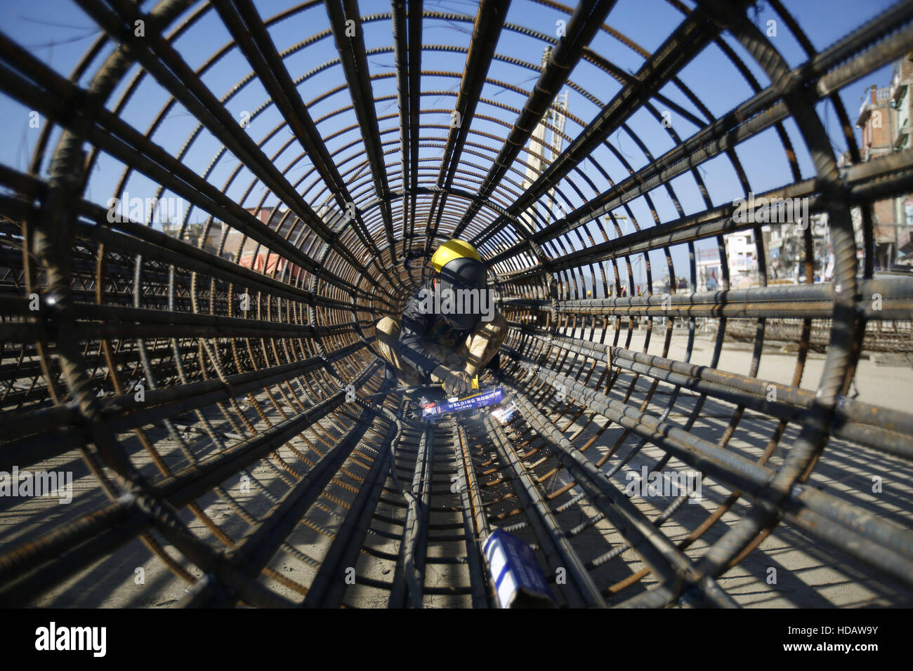 December 11, 2016 - Kathmandu, Nepal - A Nepalese laborer wields a ...