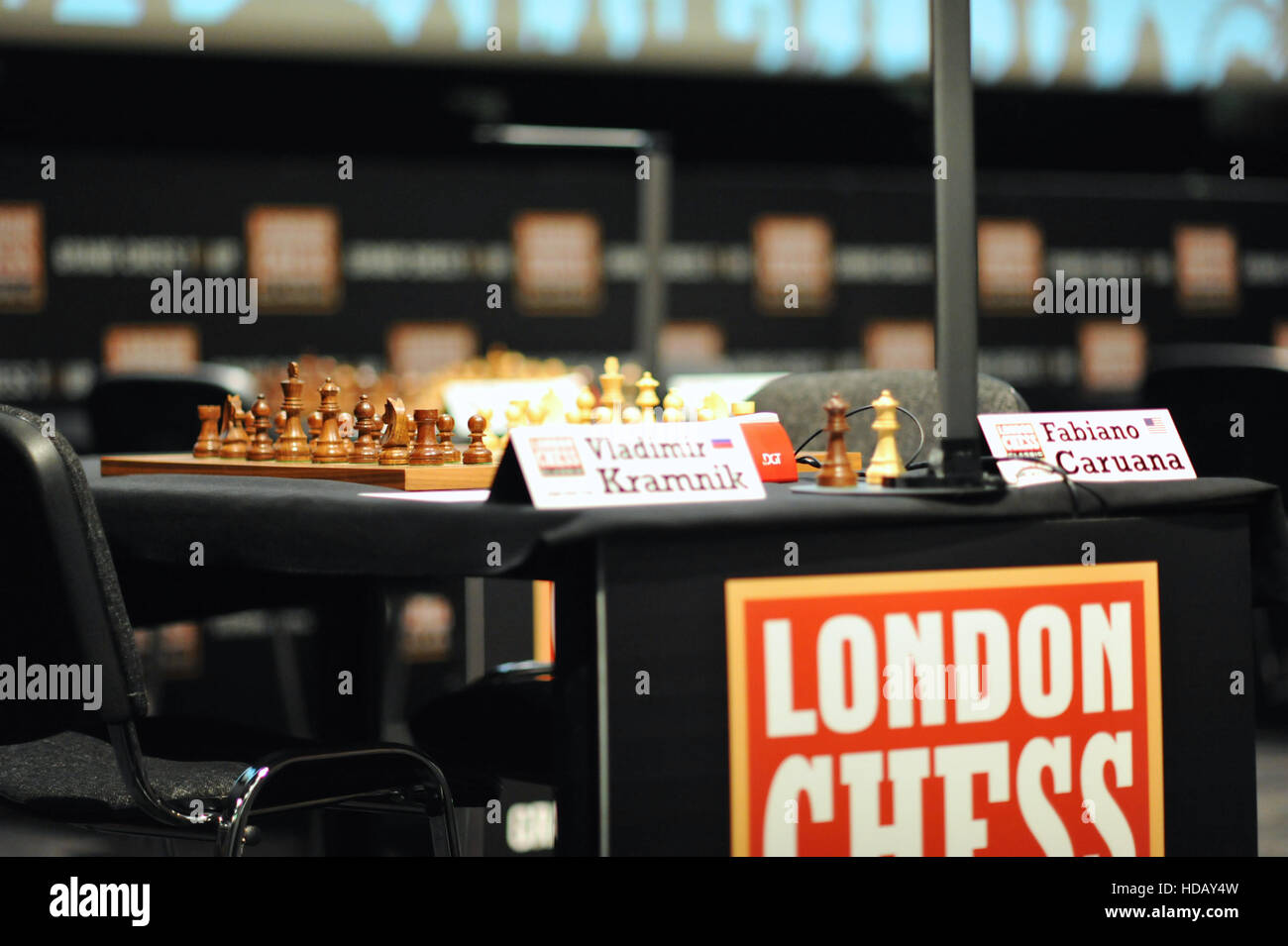 London, UK. 11th Dec, 2016. A chess board set up and waiting for the ...