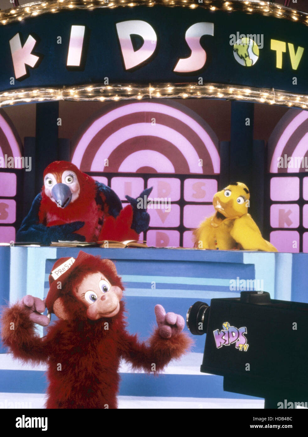 KIDS-TV, Banana Monkey (front), rear from left: D.J. Macaw, Quacker ...