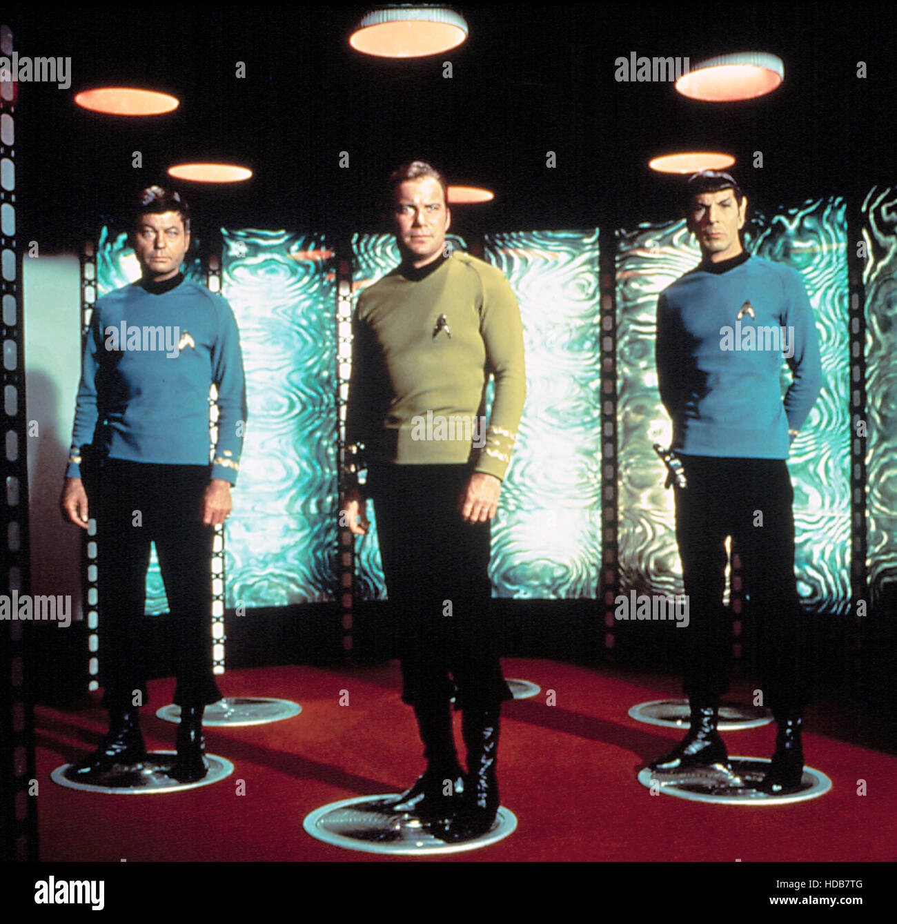 STAR TREK, DeForest Kelley, William Shatner, Leonard Nimoy standing on ...