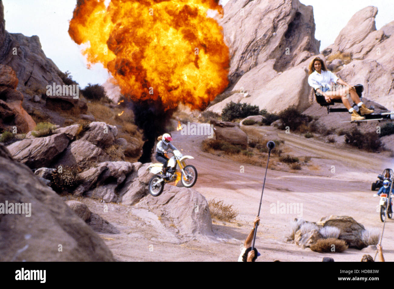 STUNTWOMEN WORLD TOUR, Maria Kelly (on bike), Cindy Crawford (host on ...