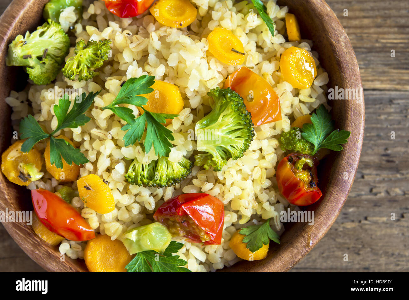 Delicious homemade vegetarian bulgur (couscous) with vegetables ...