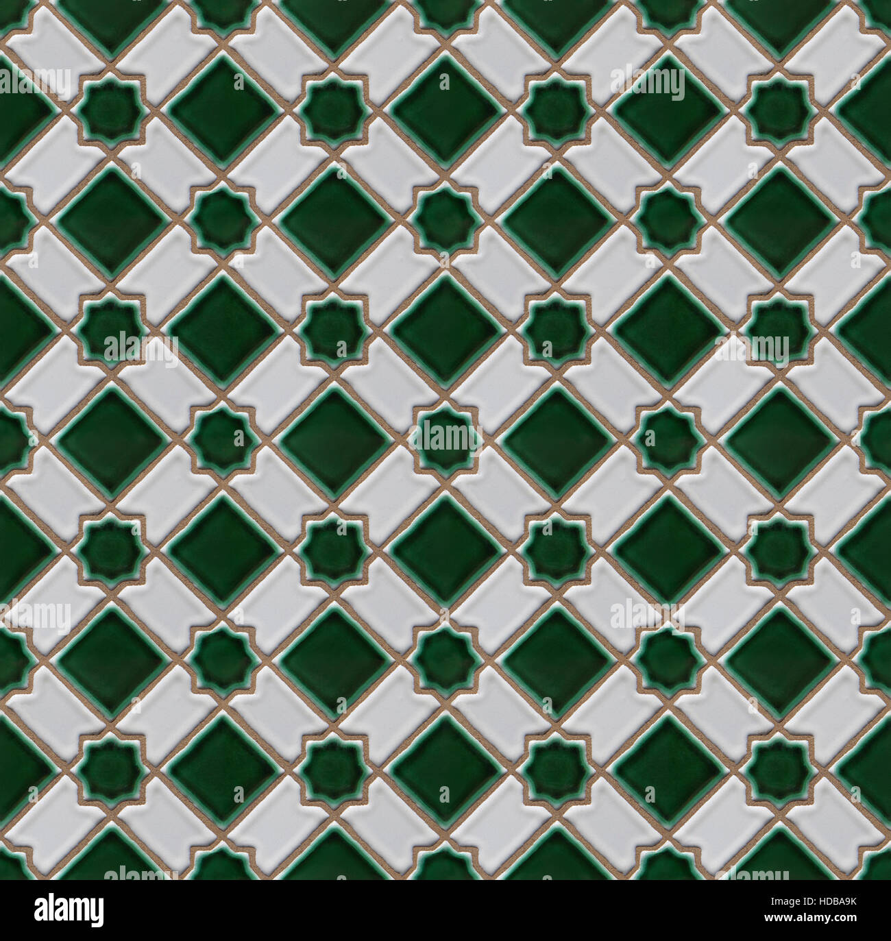 Green and white checked ceramic tiles, seamless background Stock Photo ...