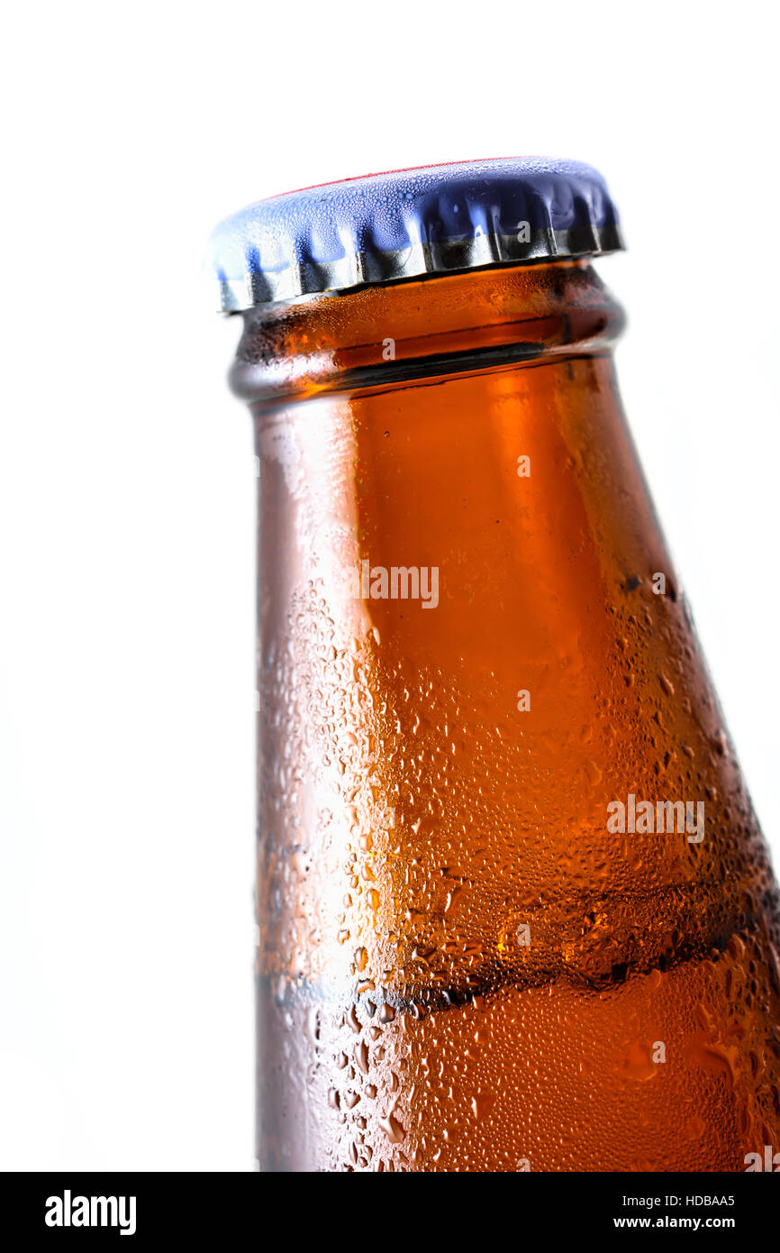 closeup bottle beer with drop isolated on white background Stock Photo ...