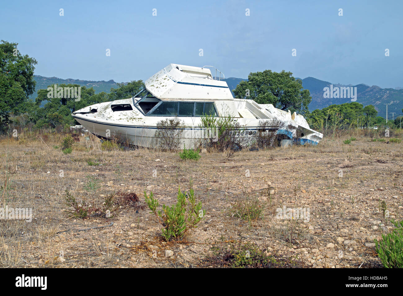 boat was destroyed and abandoned after a hurricane Stock Photo - Alamy