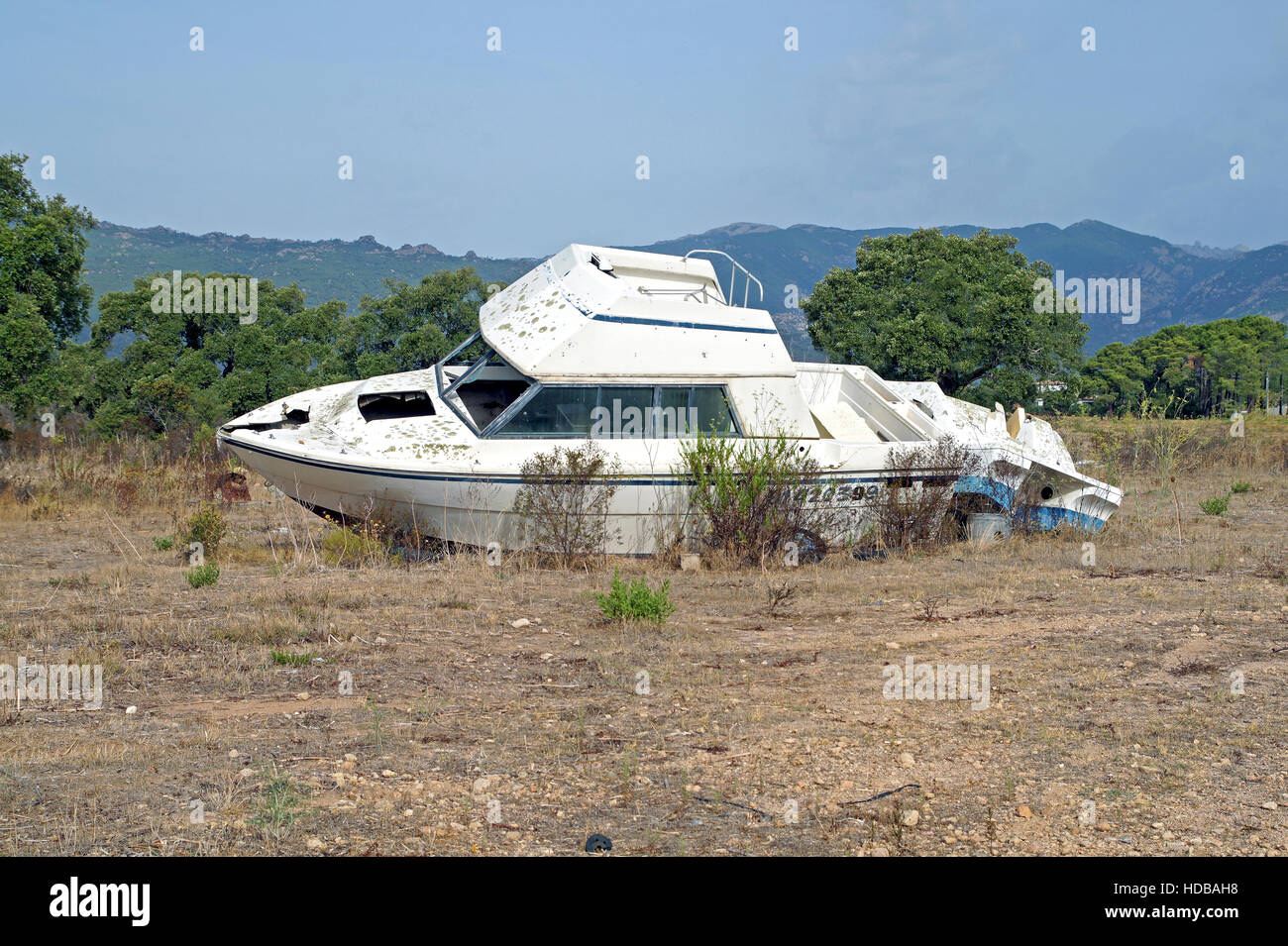 boat was destroyed and abandoned after a hurricane Stock Photo - Alamy