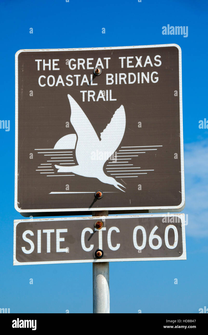 Coastal Texas Birding Trail sign, Mustang Island State Park, Texas ...