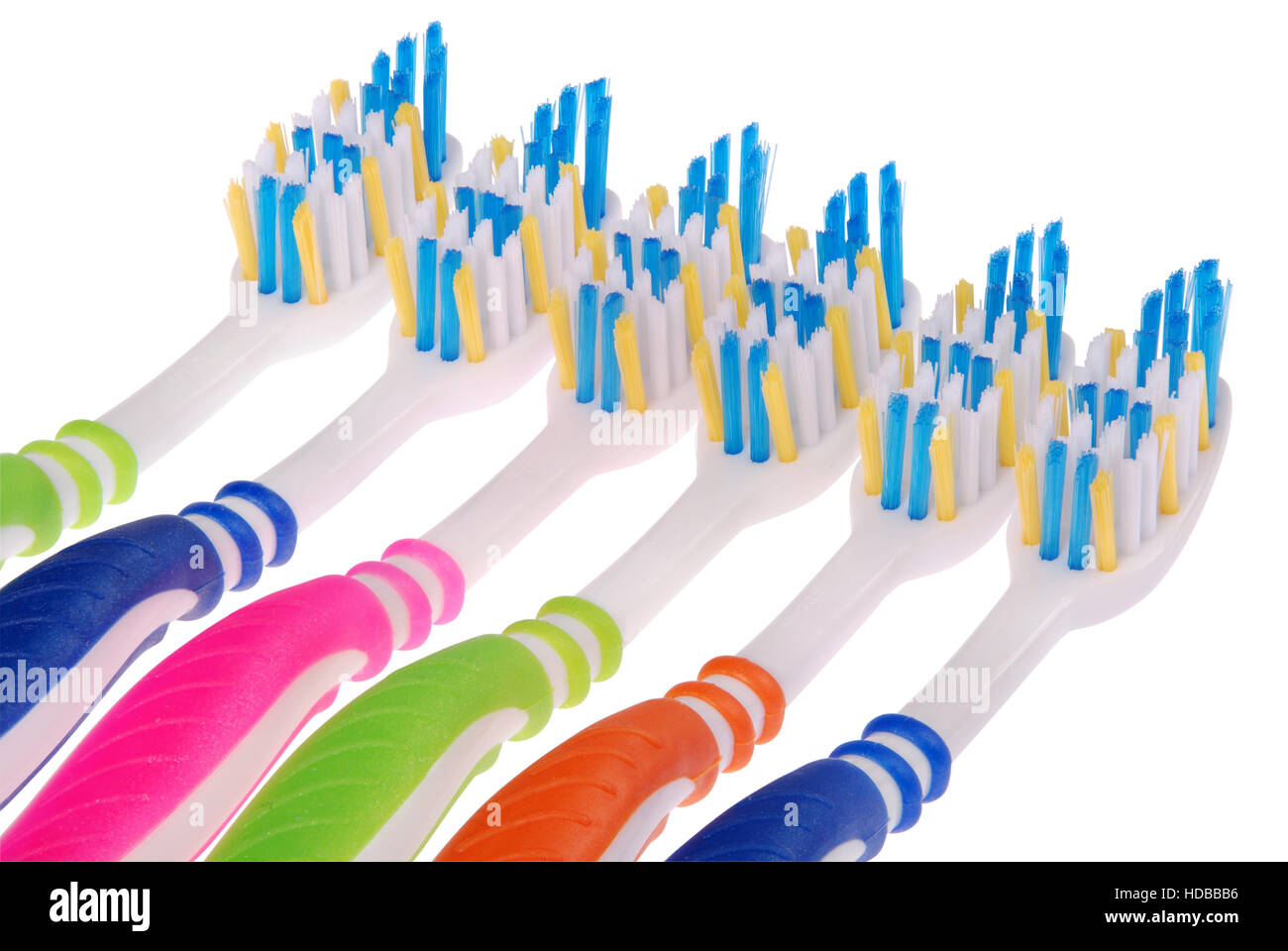 Colored toothbrushes. Isolated on white background. Clipping path ...