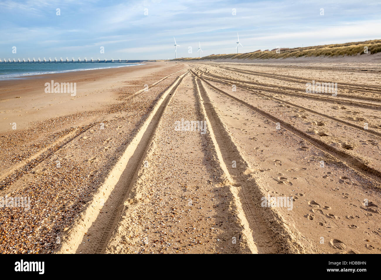 on the beach there are several tracks in the sand Stock Photo - Alamy