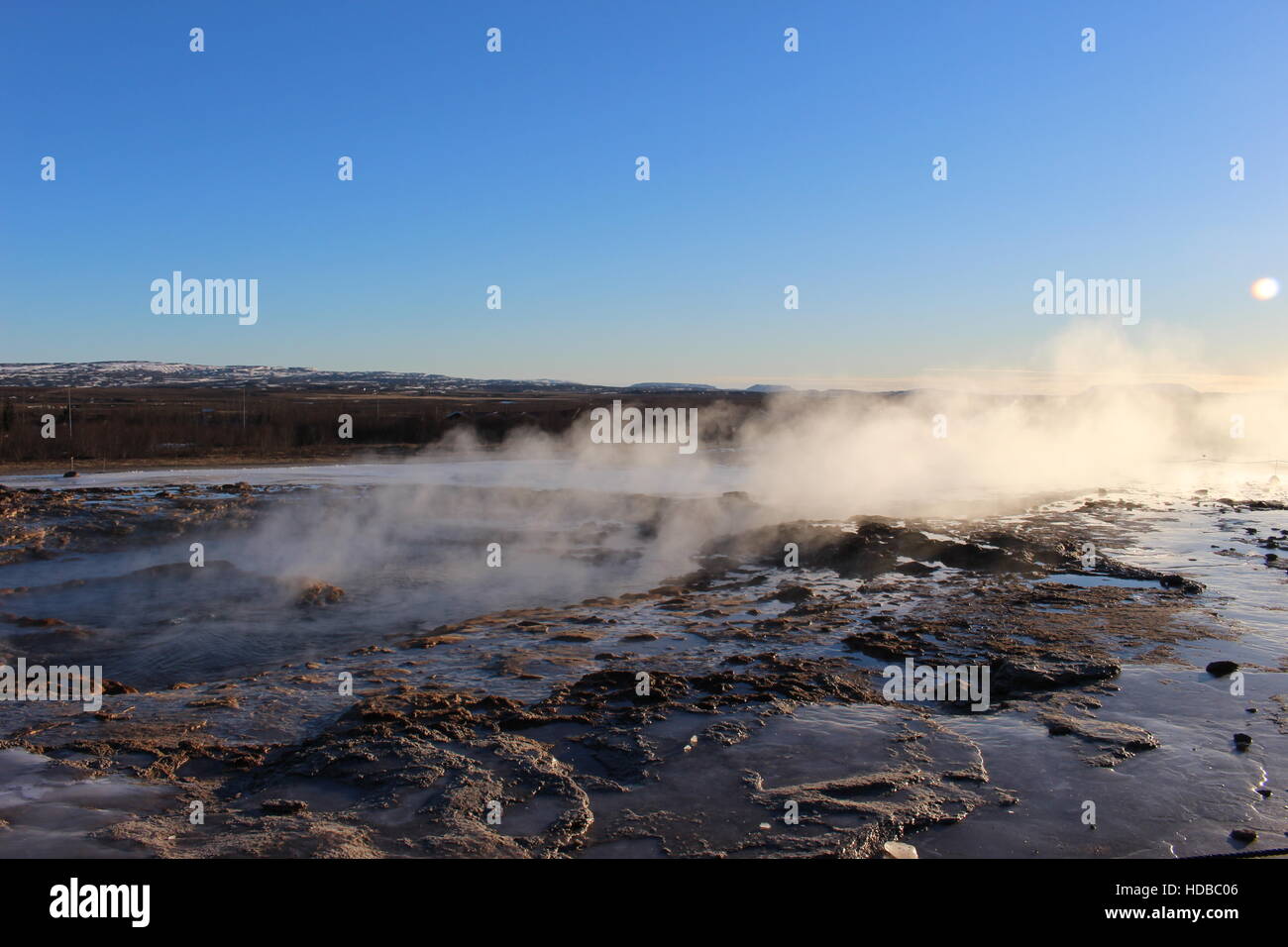 Iceland geyser geysir hotspring sulphur great geysir south western sw ...