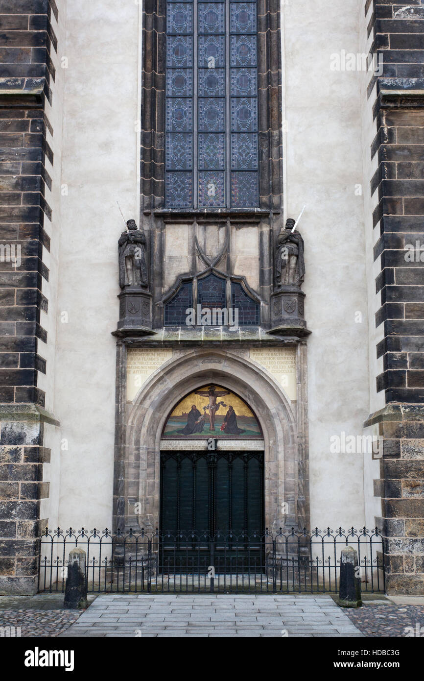 The Schlosskirche (Castle Church) in Wittenberg in Germany, where ...