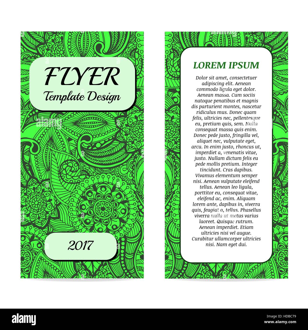 Vintage freehand drawing flyer template. Handwritten green ornament ...