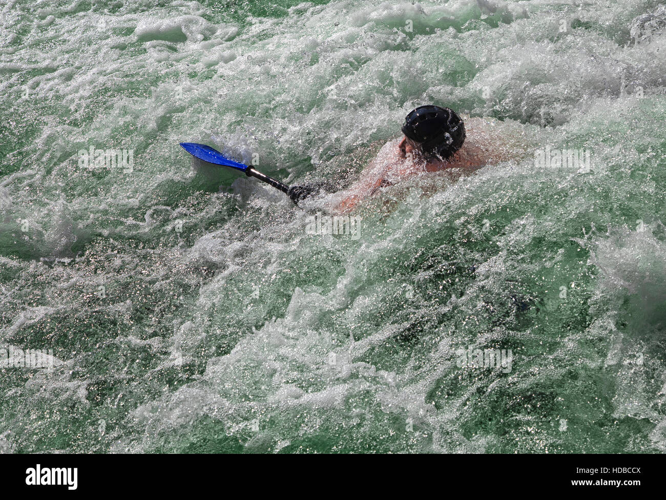 Kayaker lost his kayak in the cataract Stock Photo - Alamy