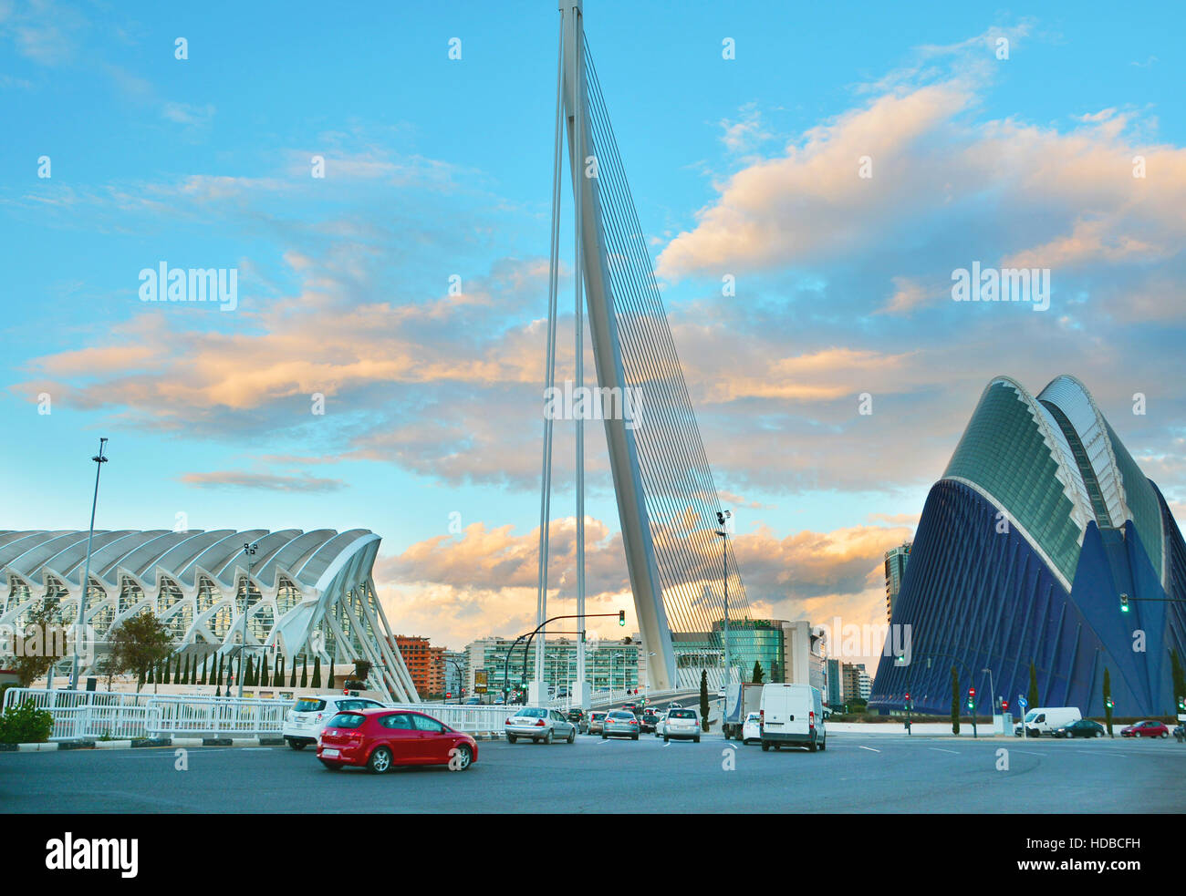 Urban scene. View of traffic on a boulevard in Valencia ,Spain Stock ...