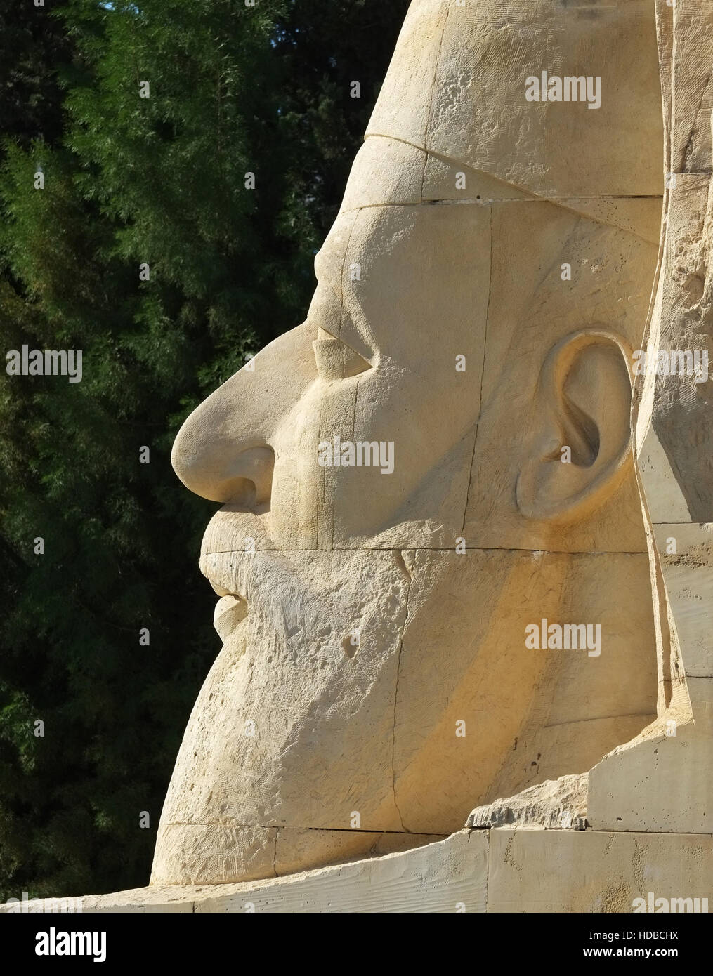 The stone sculpture of Archbishop Makarios III, the first President of ...