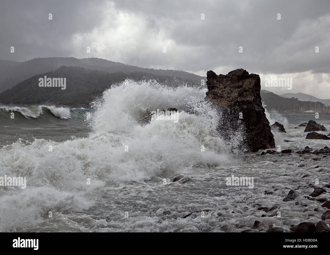 High waves at the coast after a storm Stock Photo - Alamy