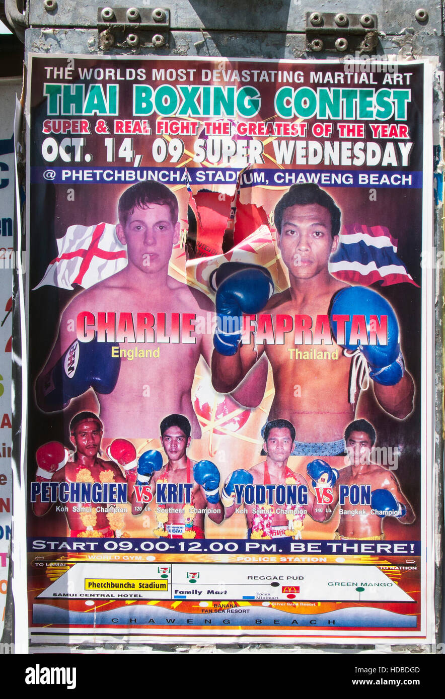 Thai boxing poster Ko Samui Thailand Stock Photo - Alamy