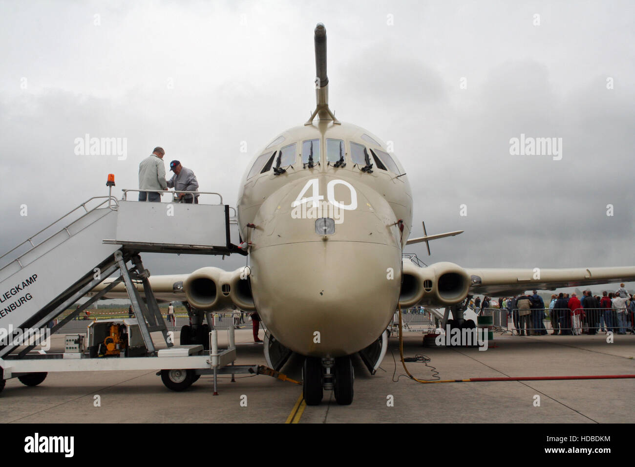 Royal Navy Nimrod patrol plane front view Stock Photo - Alamy