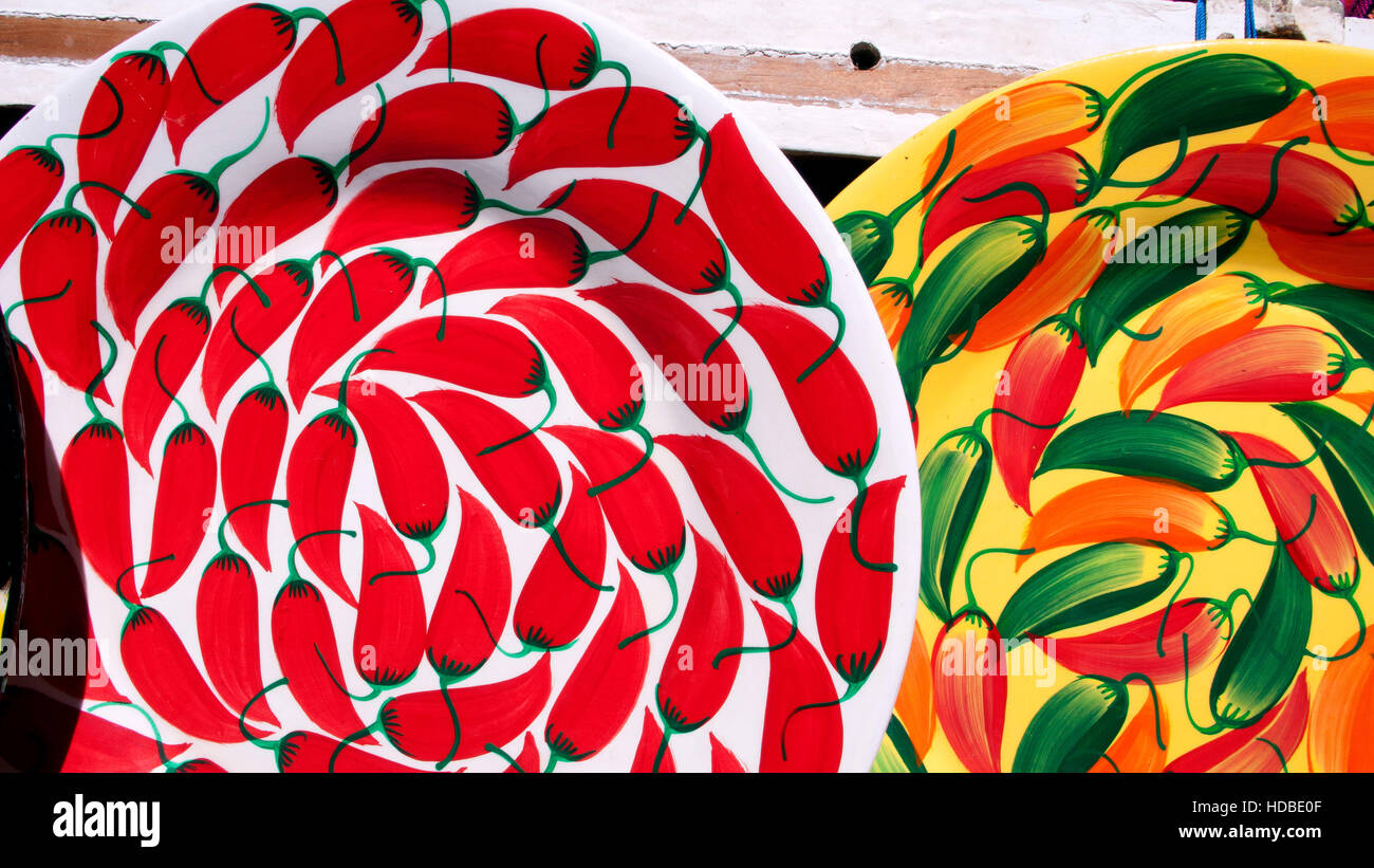 Chilli pattern plate display Puerto Vallarta Mexico Stock Photo - Alamy