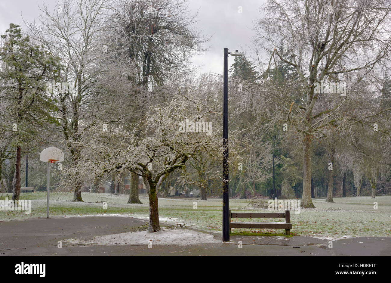Frozen landscape public park in Gresham Oregon Stock Photo - Alamy