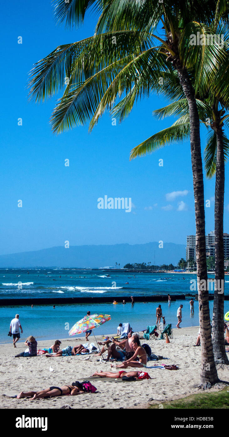 Waikiki Beach Honolulu Hawaii USA Stock Photo - Alamy