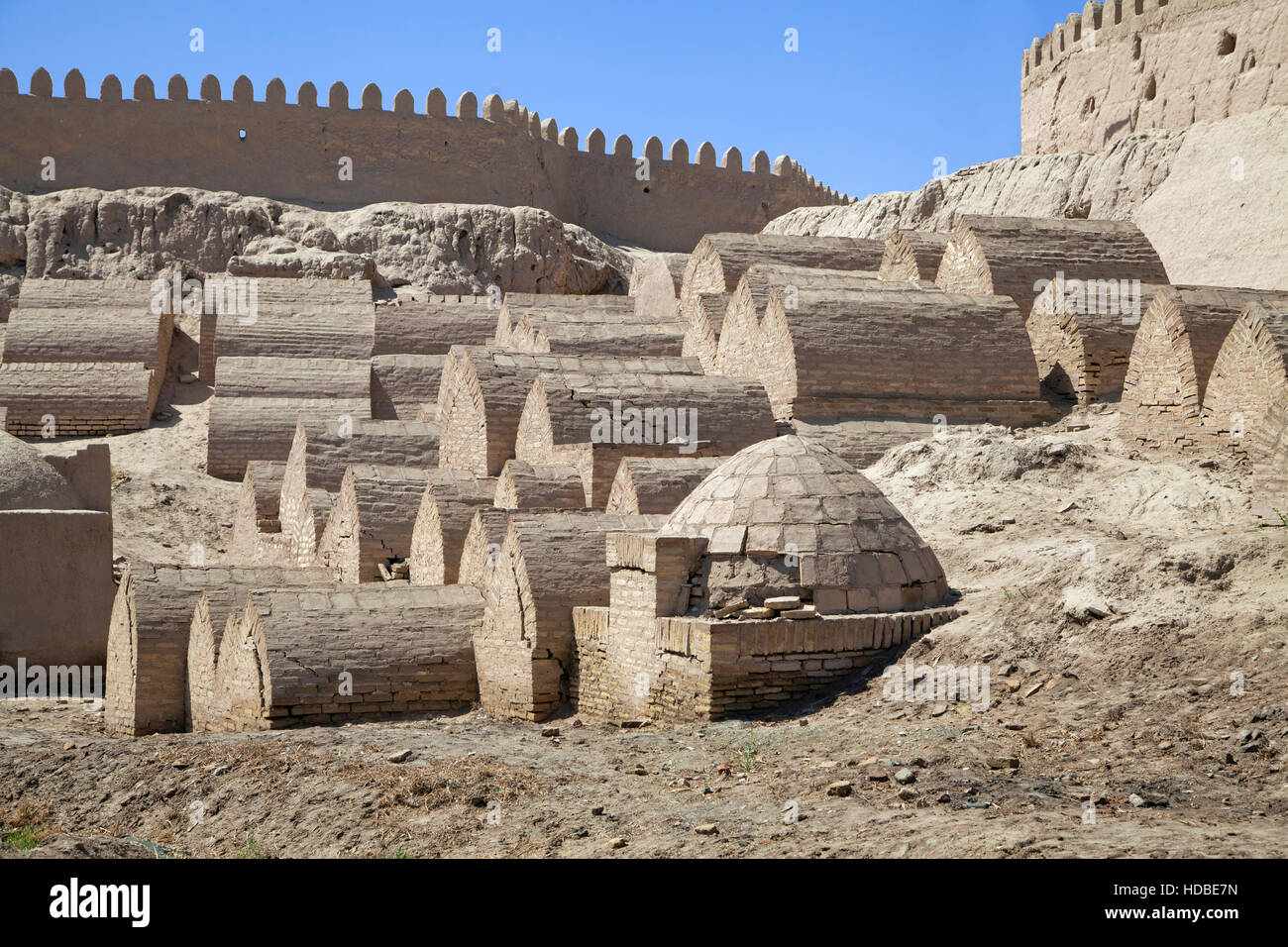 Medieval cemetery around the Pahlavon Mahmud Mausoleum in Khiva ...