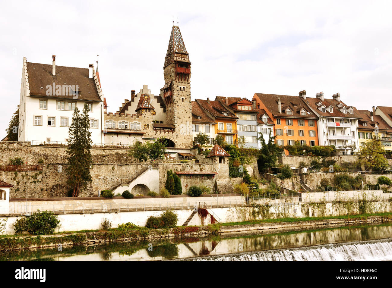 Bremgarten, Aargau, Switzerland - old town and Reuss river Stock Photo ...