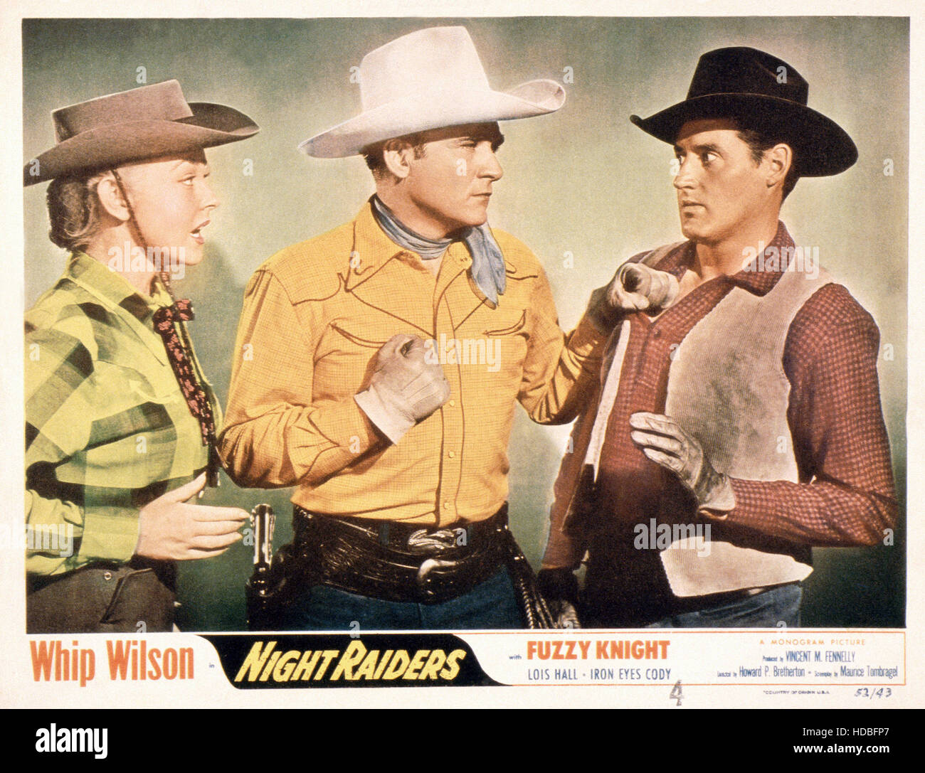 NIGHT RAIDERS, US lobbycard, Lois Hall (left), Whip Wilson (center ...