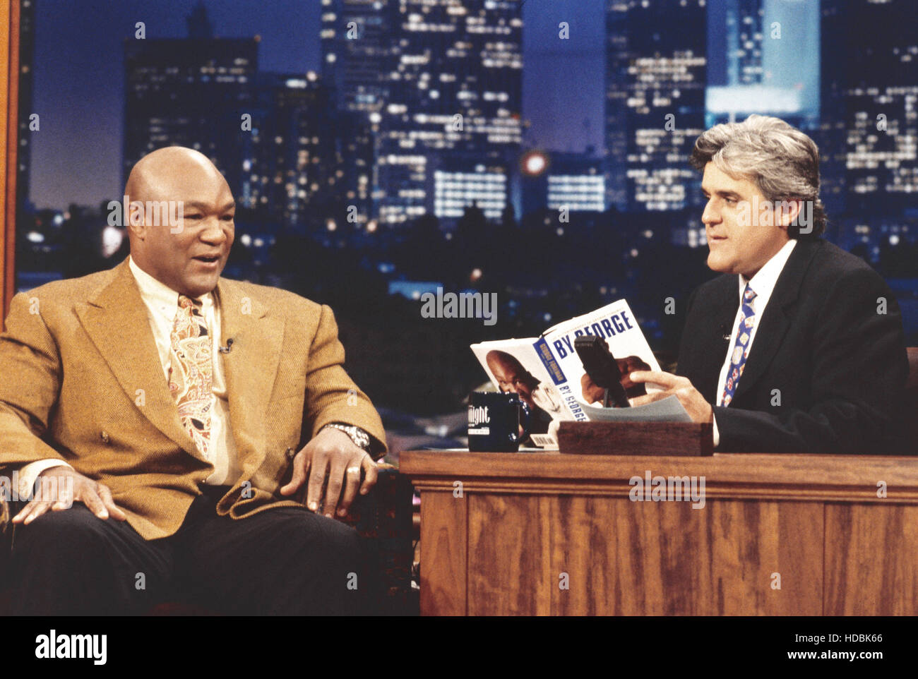THE TONIGHT SHOW WITH JAY LENO, from left: George Foreman, Jay Leno ...