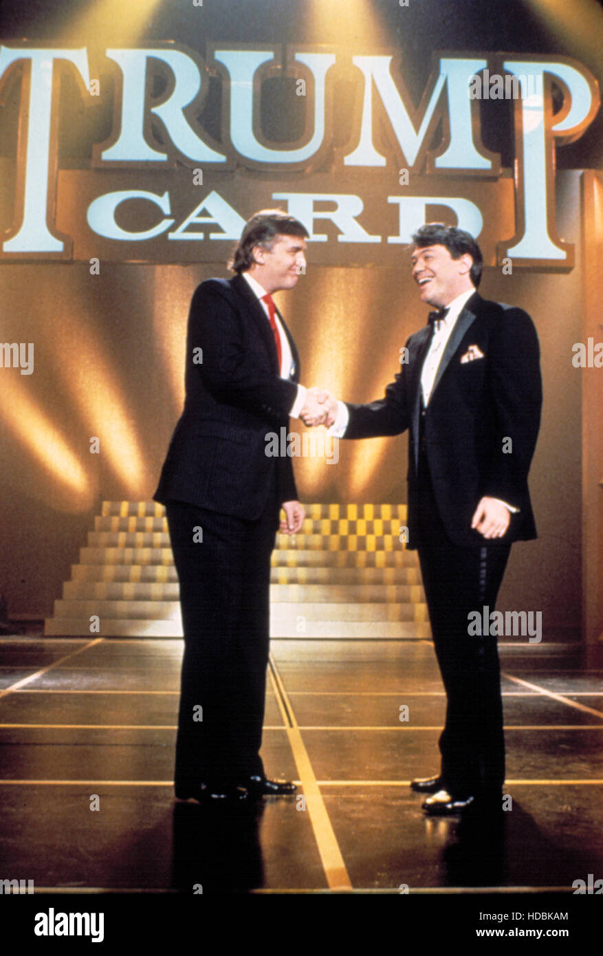 TRUMP CARD, Donald Trump greets Jimmy Cefalo, host of the 1990 game ...