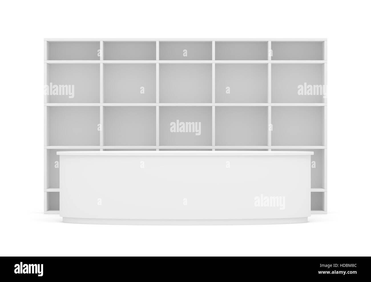 Empty white retail stand with large rack Stock Photo - Alamy