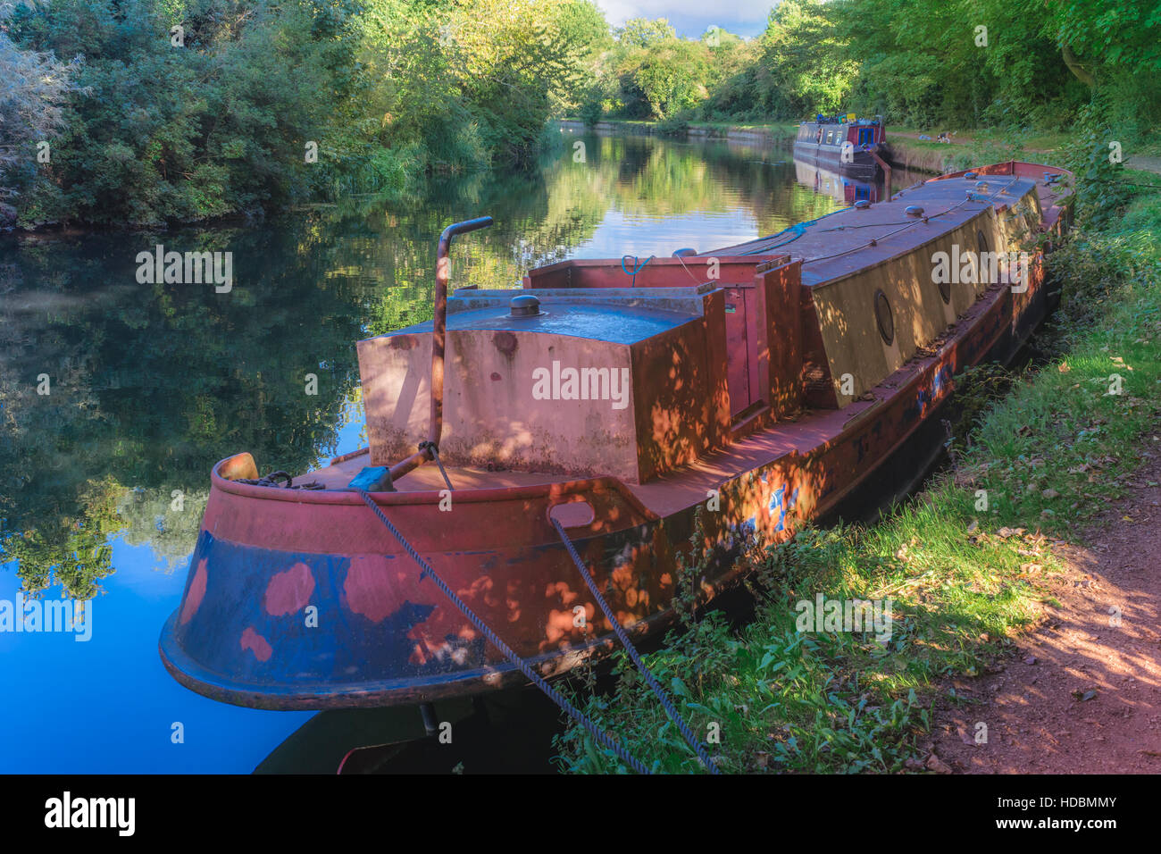 Canalboats on the River Lea (or Lee) in Hertfordshire, England, United ...