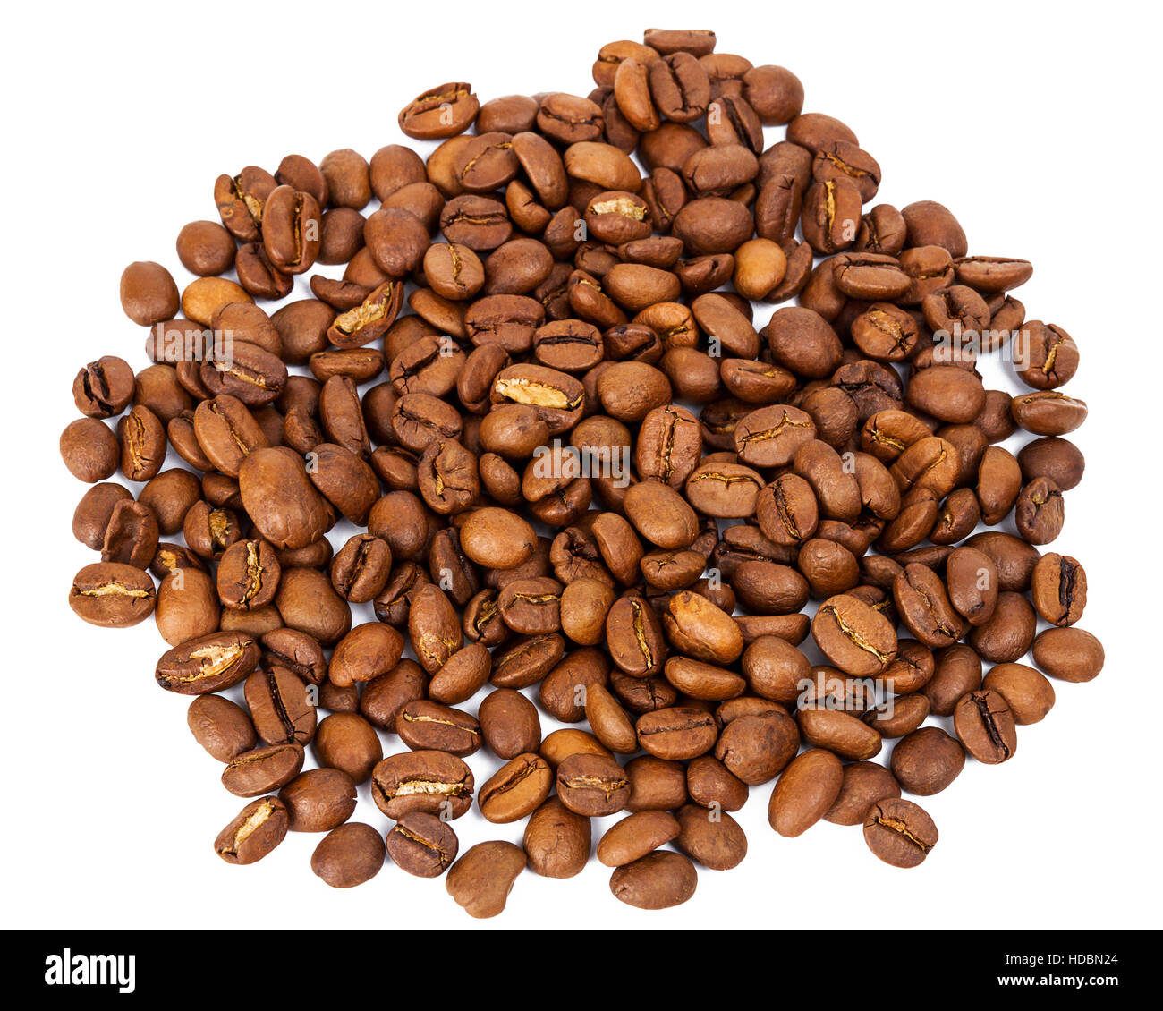Pile of roasted coffee beans isolated in white background Stock Photo ...