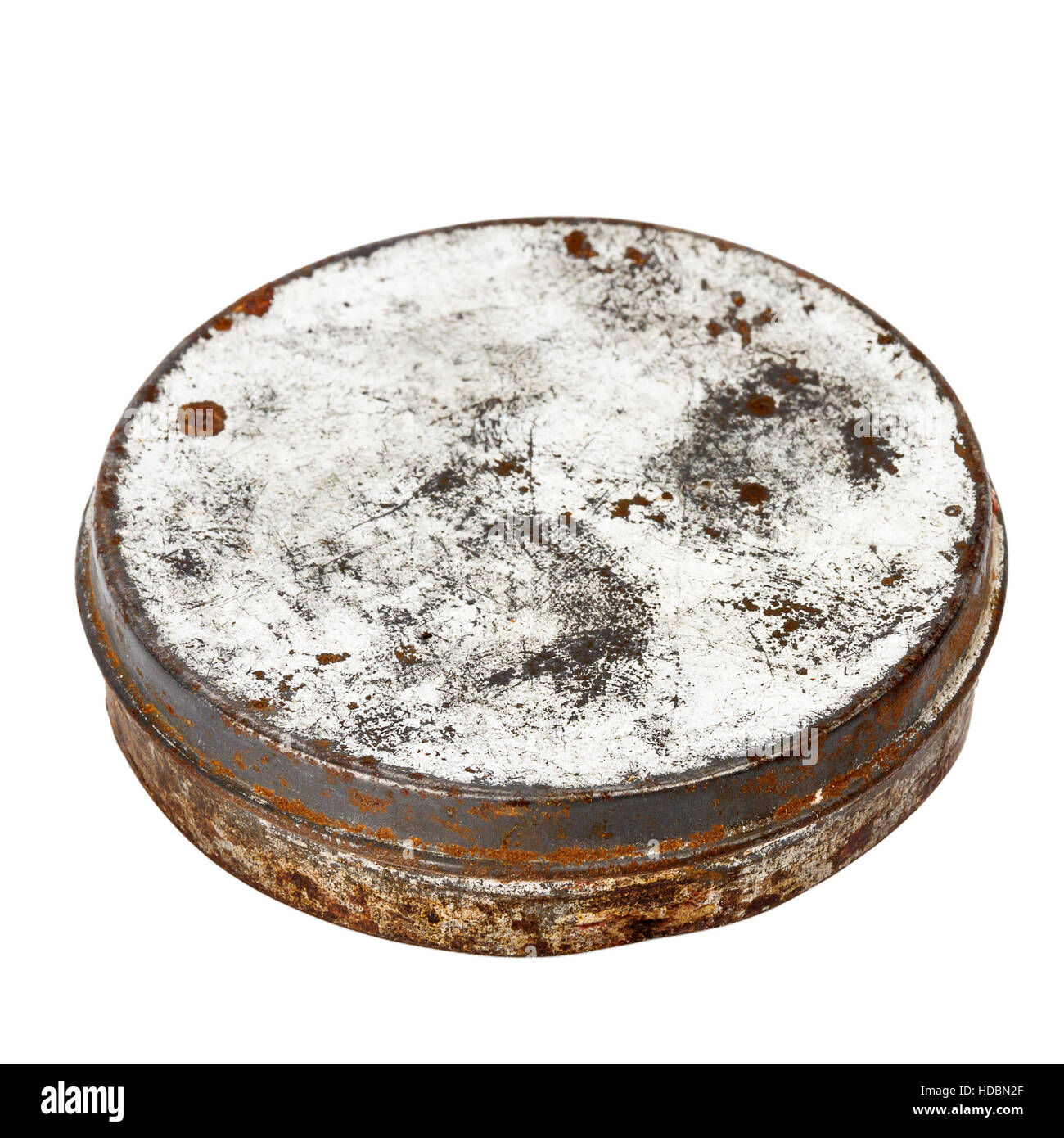 Rusty round metal plate isolated on white Stock Photo - Alamy